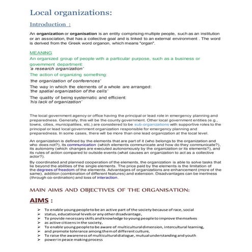 Local organisation | DOCX