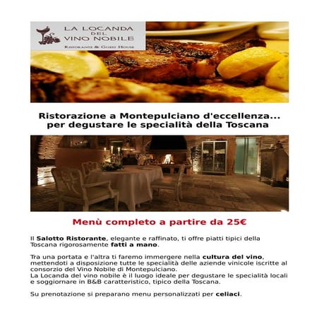 Ristorante montepulciano: ricetta gran pezzo | PDF