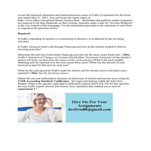 Locate the financial statements and related disclosure notes of FedEx ...