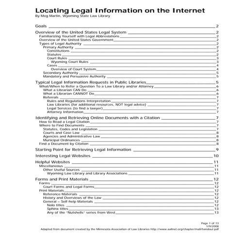 Locating Legal Information On The Internet | PDF
