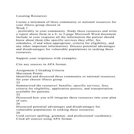 Locating ResourcesLocate a minimum of three community or nationa.docx ...