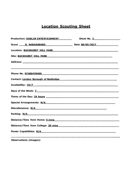 Location scout-form ben's house | DOCX