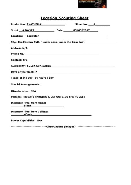 Location scout-form sammyschalet | PDF