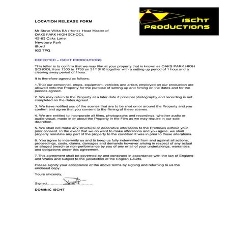 As location agreement form | PDF