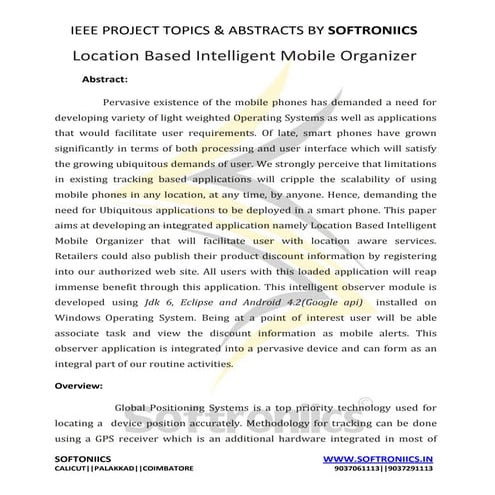 IEEE PROJECT TOPICS & ABSTRACTS BY SOFTRONIICS | PDF