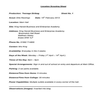 Location Scouting Form | DOCX