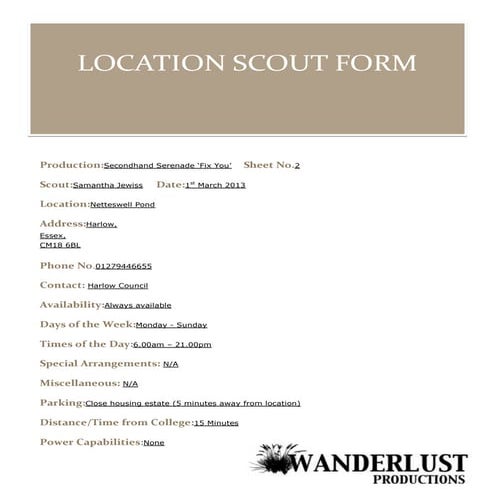 Location form netteswell pond | DOCX