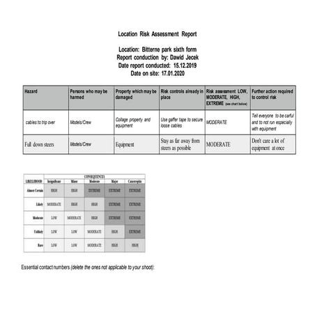 MEDIA WORK Location RA Media Work risk plan | DOCX