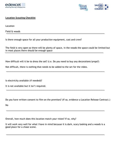 Location scouting checklist | PDF