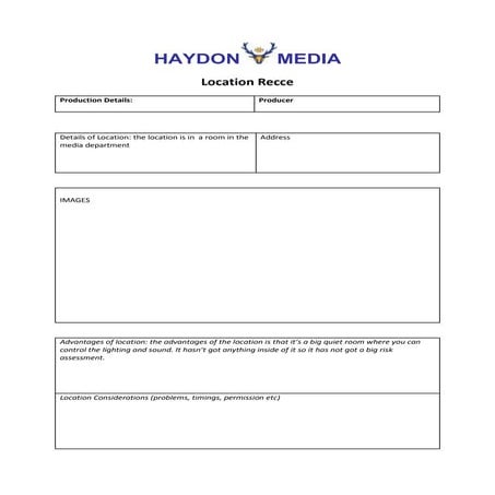 Location recce | DOCX