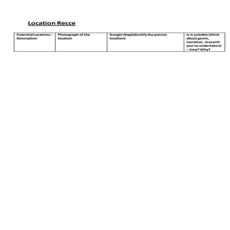 Location recce template