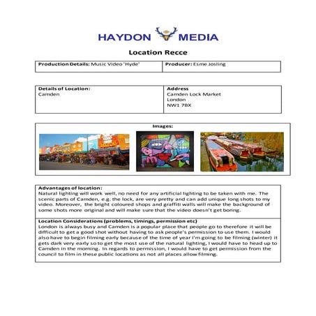 Location recce | DOCX