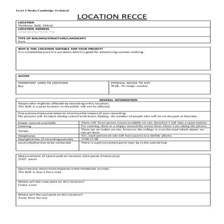 Location recce 1 | DOCX