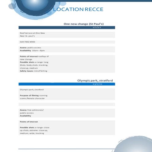 Location recce | DOCX