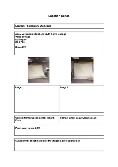 Location recce | DOCX