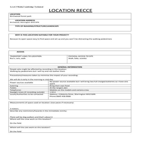 Location recce 1 | PDF