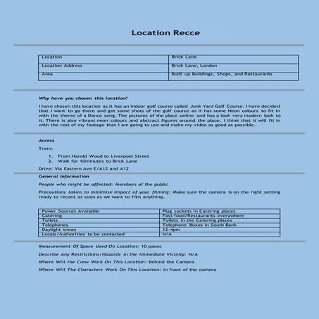 Coursework - Location Reece 4 | PDF