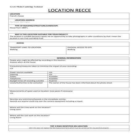 Location recce for magazine cover | DOC