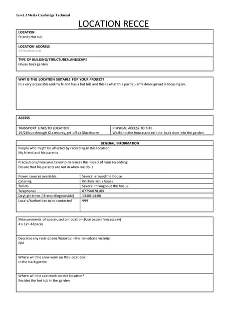 Location recce for magazine cover | PDF