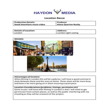 Location recce london | DOCX