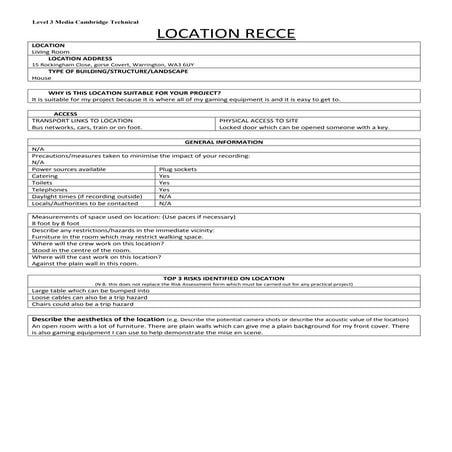 Location recce (home) | DOC