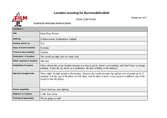 Location recce template | PPT