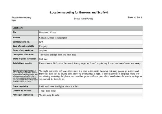 Location recce template.docx3 | PPT