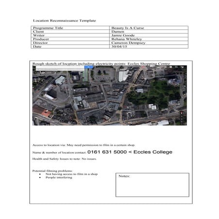 Location reconnaissance template 5 | DOC