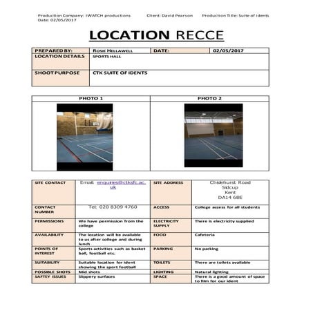 Location reece 1 | DOCX | Sports