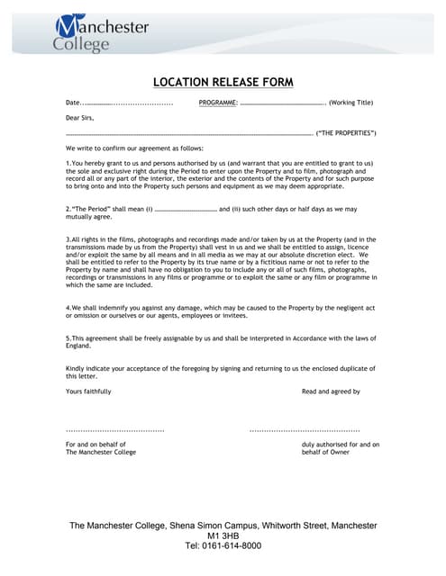 Recce location form | DOC