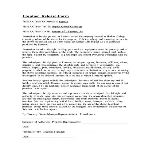 Location release form | DOCX