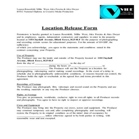 Location release form | DOCX