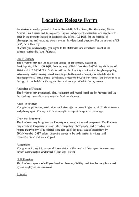 Example adult release form | PDF