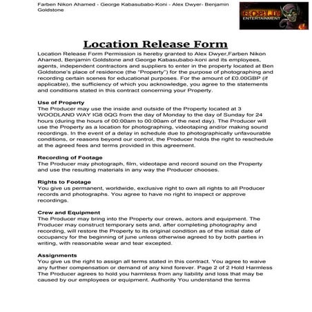location release form | PDF