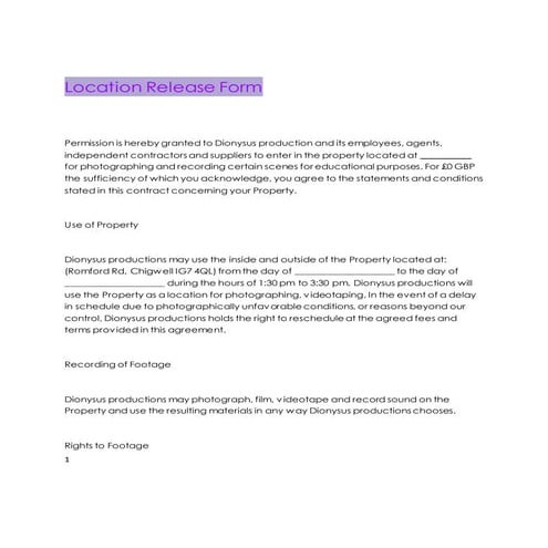 Location release form (edited version) | PDF