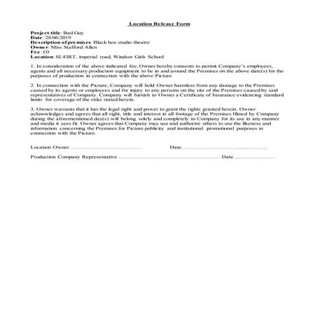 Location release form | DOCX