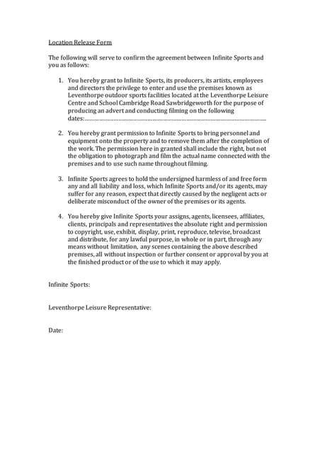 Location release form | DOCX