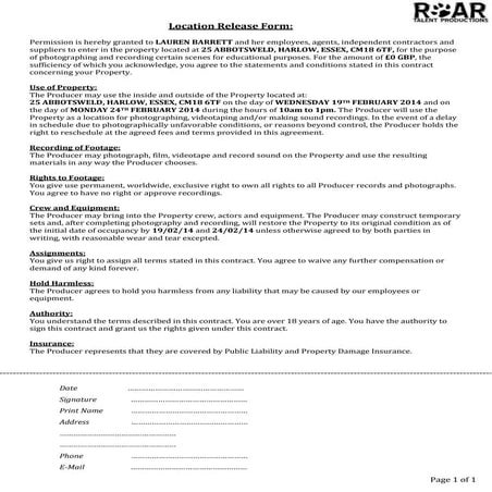 Location release form | DOCX