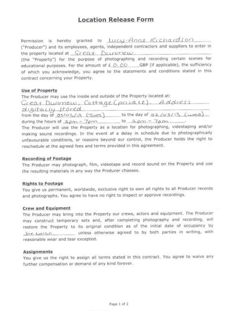 Location scouting sheet pp | PDF