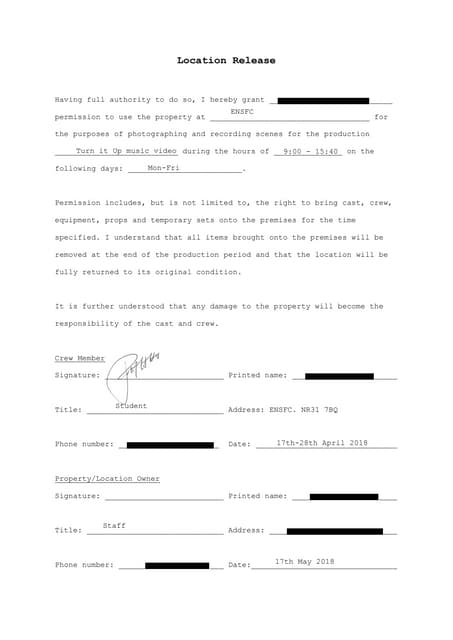 Location release form | PDF