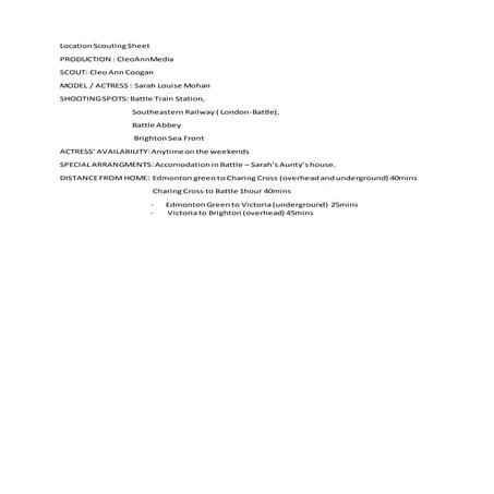 Plans for filming | DOCX