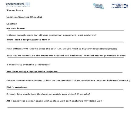 Location scouting checklist ig2 | DOCX
