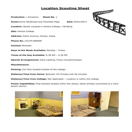 Location scouting sheet | PDF