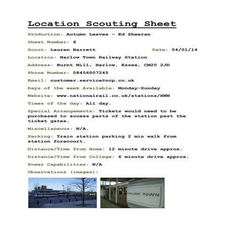 Location scouting sheet 4 | DOCX