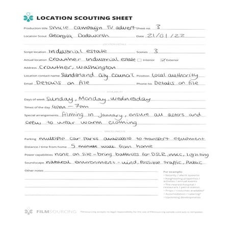 Location sheets | PDF