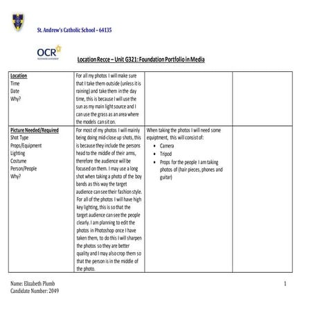 Locations Recce | DOCX