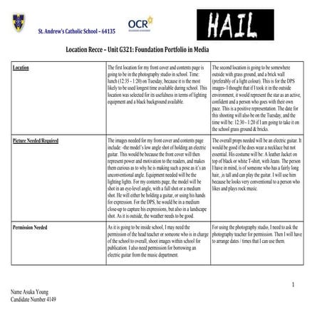 Locations recce template | PPT