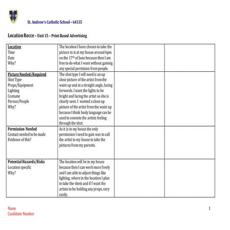 Locations recce template | PPT