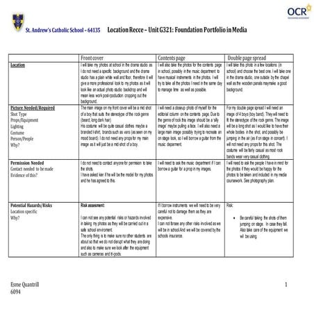 Locations Recce | DOCX