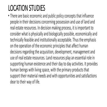 LOCATION STUDIES IN ECONOMICS TO DETERMINE THE VALUE OF LAND.pptx